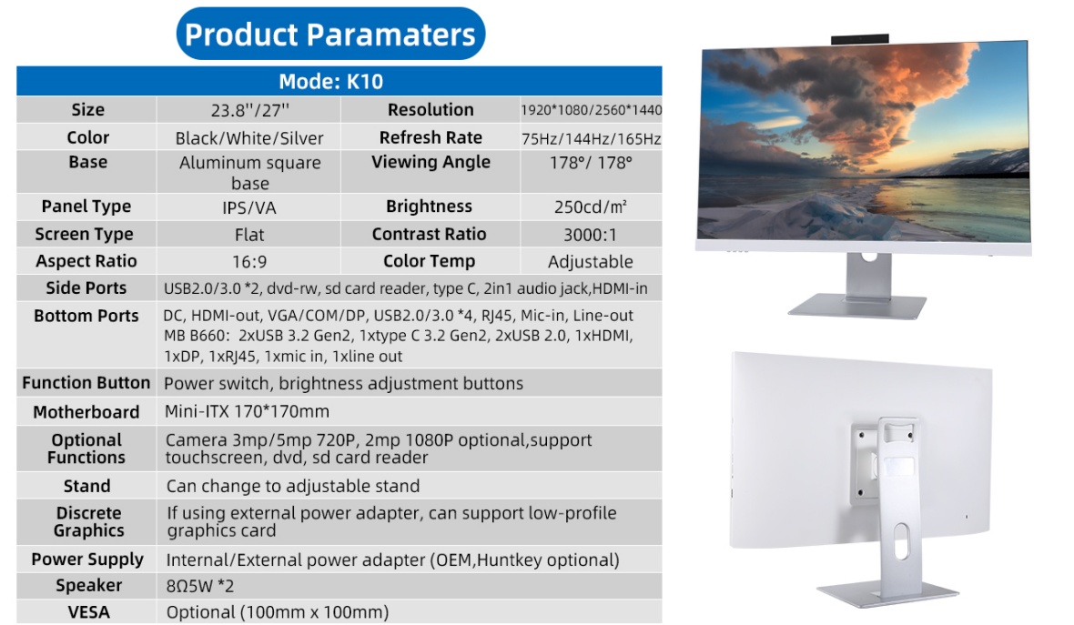 OEM all in one desktop computer 23.8 27 inch touch screen i5 i7 gaming ...